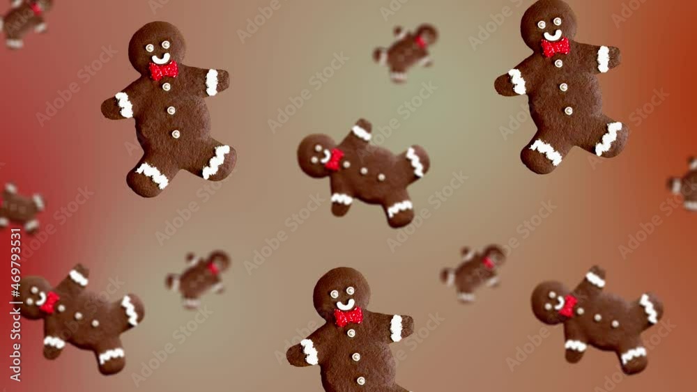 A stream of Gingerbread Man. Christmas gingerbread of different ...