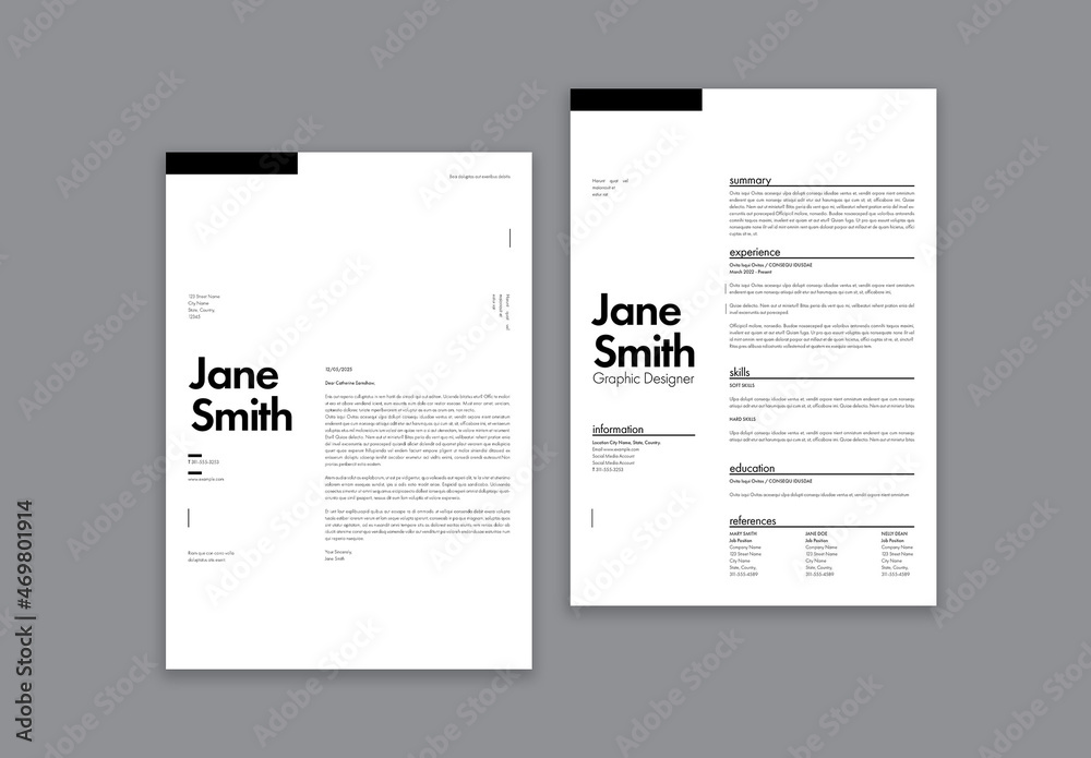Minimalist Resume Layout Stock Template | Adobe Stock