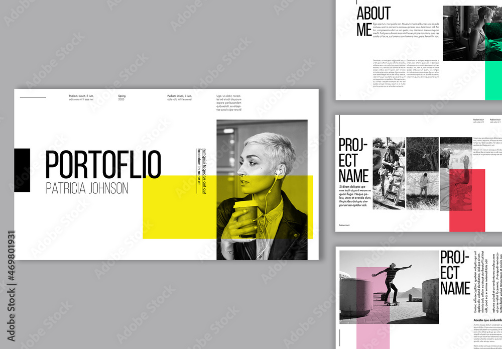 Portfolio Layout with Bold Text Stock Template | Adobe Stock