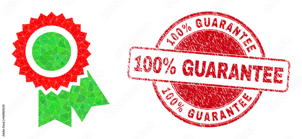 Low-Poly triangulated award seal symbol illustration, and 100% ...