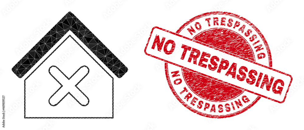 Low-Poly polygonal closed house icon illustration with No Trespassing ... Low-Poly polygonal closed house icon illustration with No Trespassing ...
