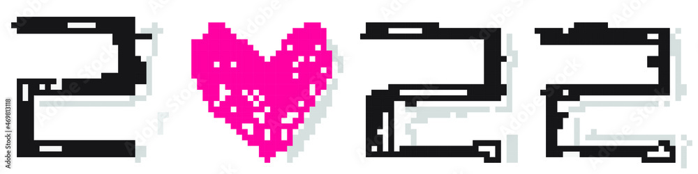 2022 pixel art with heart, Vector illustration. Stock Vector | Adobe Stock