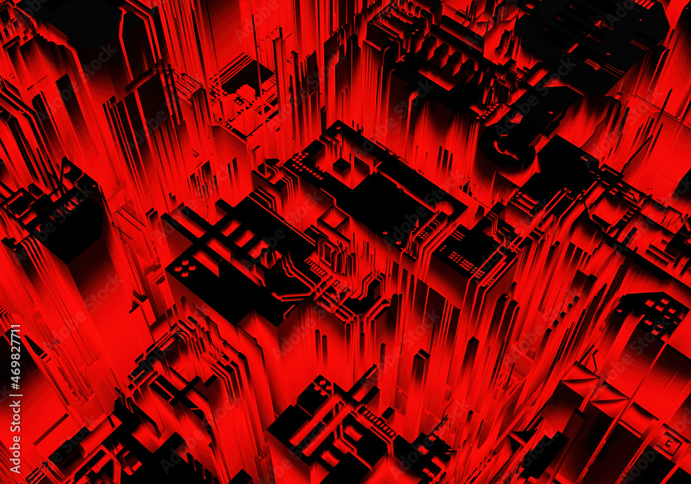 PCB background. Black-red digital circuit board. Background ...