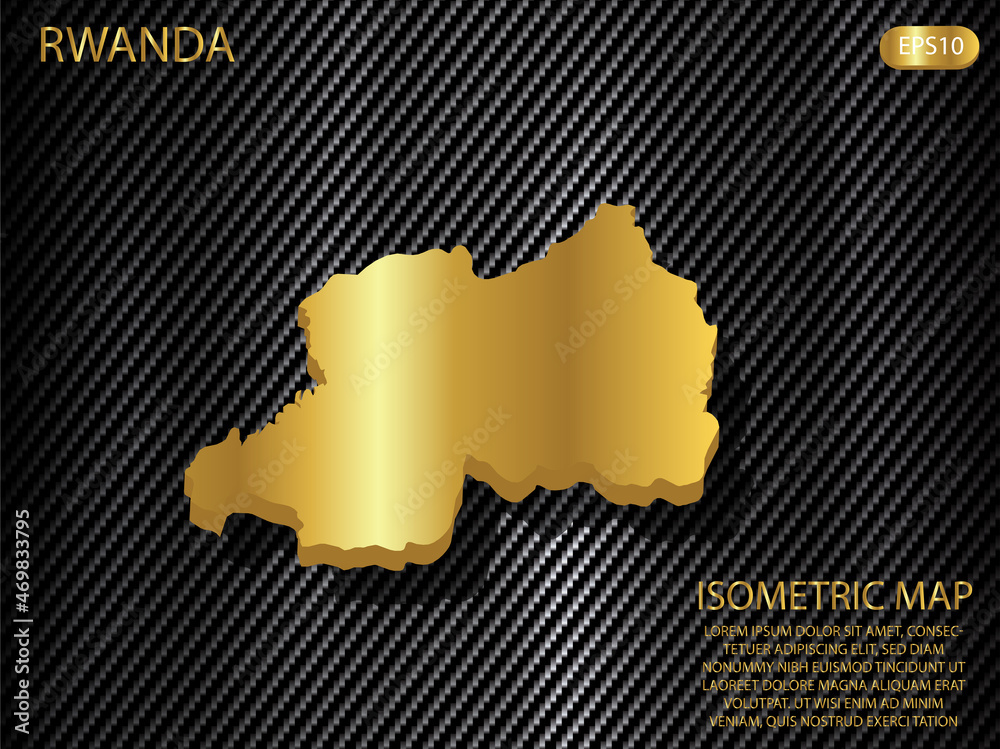 isometric map gold of Rwanda on carbon kevlar texture pattern tech ...