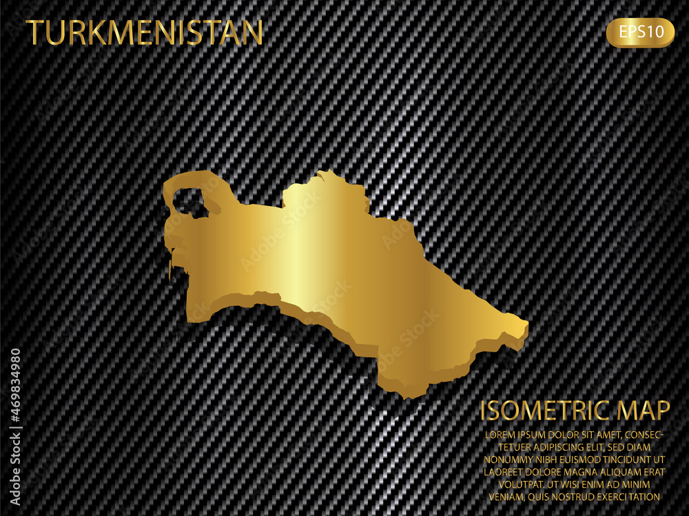 isometric map gold of Turkmenistan on carbon kevlar texture pattern ...