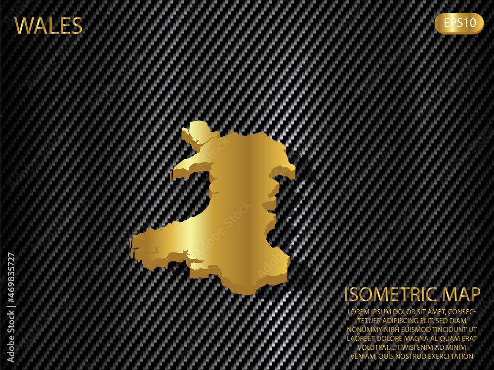 isometric map gold of Wales on carbon kevlar texture pattern tech ...