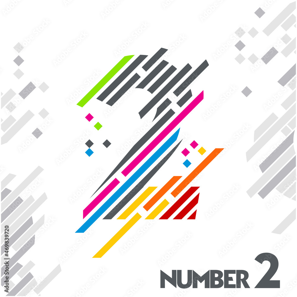 free vector number 2 with unique designs of color stripes Stock Vector ...