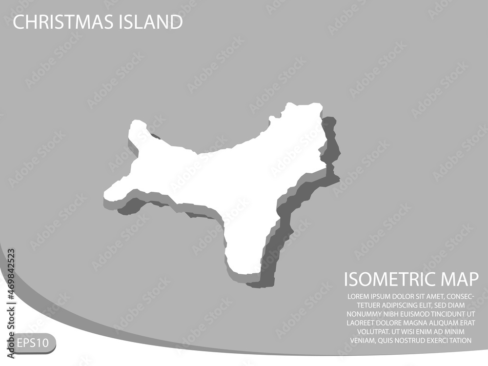 white isometric map of Christmas Island elements gray background for ...