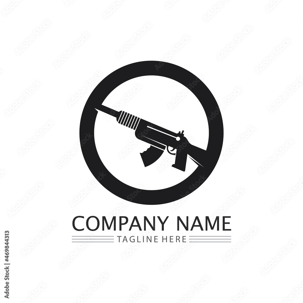 Gun logo and Army soldier sniper shot vector Design Illustration ...