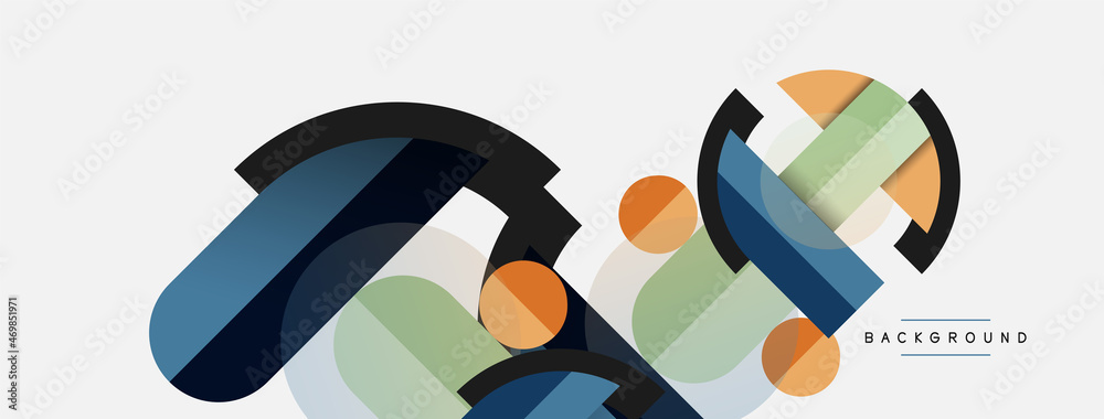 Geometric shapes composition abstract background. Circles lines and ...