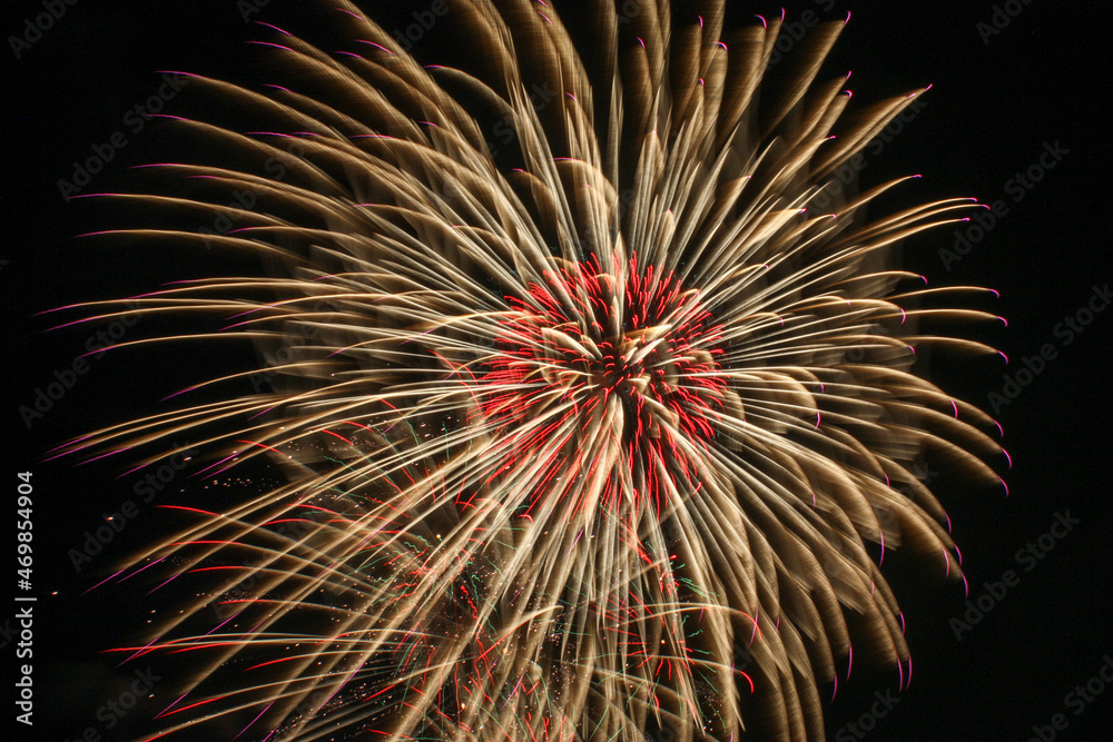 Red, Yellow and Orange Fireworks Shot with a Long Exposure on ...