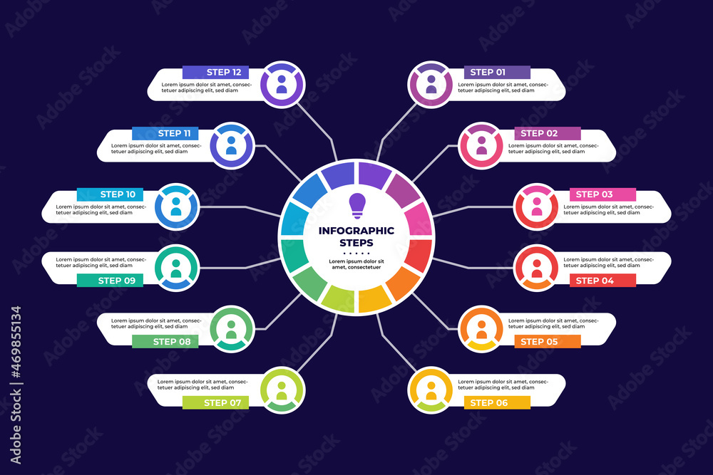 Circular Diagram Infographic Steps Template Stock Vector | Adobe Stock