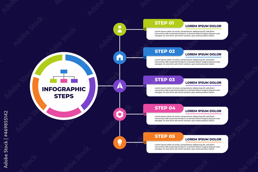 Five Steps Vertical Infographic Template Stock Vector | Adobe Stock