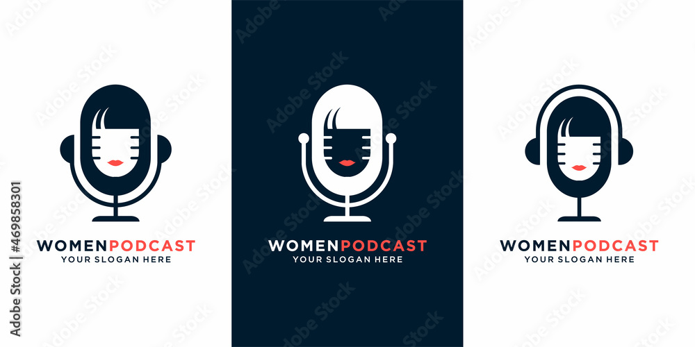 Set of women podcast logo design concept Premium Vector Stock Vector ...
