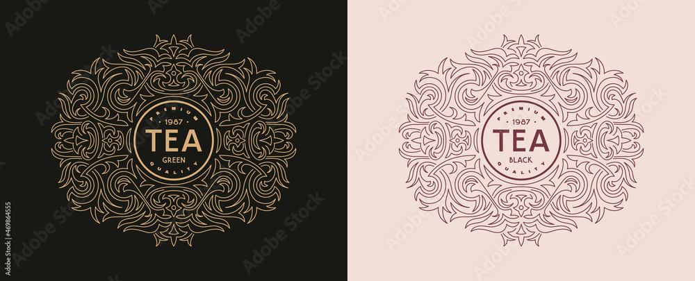 Decorative frame for template label of tea Stock Vector | Adobe Stock