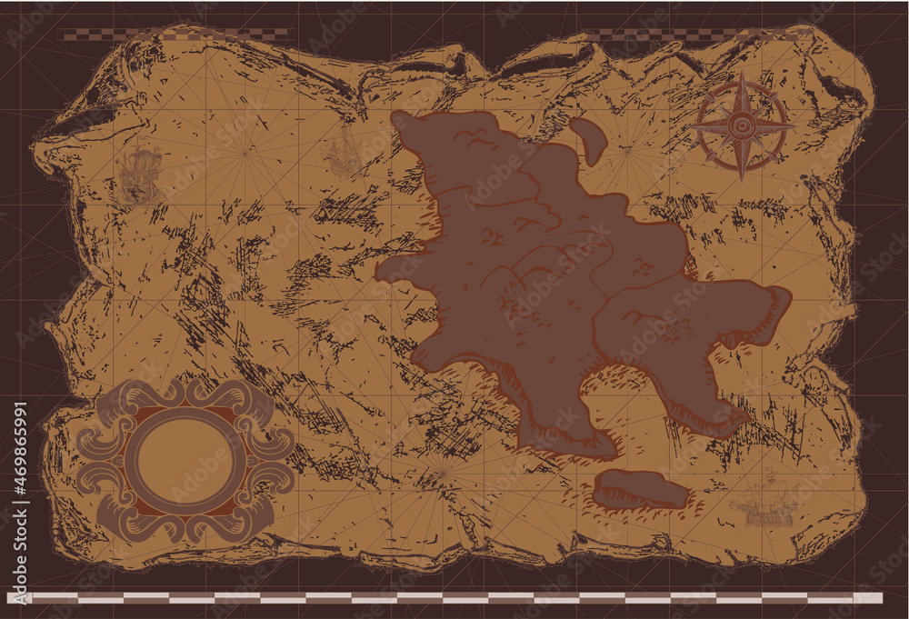 vector image of ancient nautical chart of sea routes of medieval ships ...