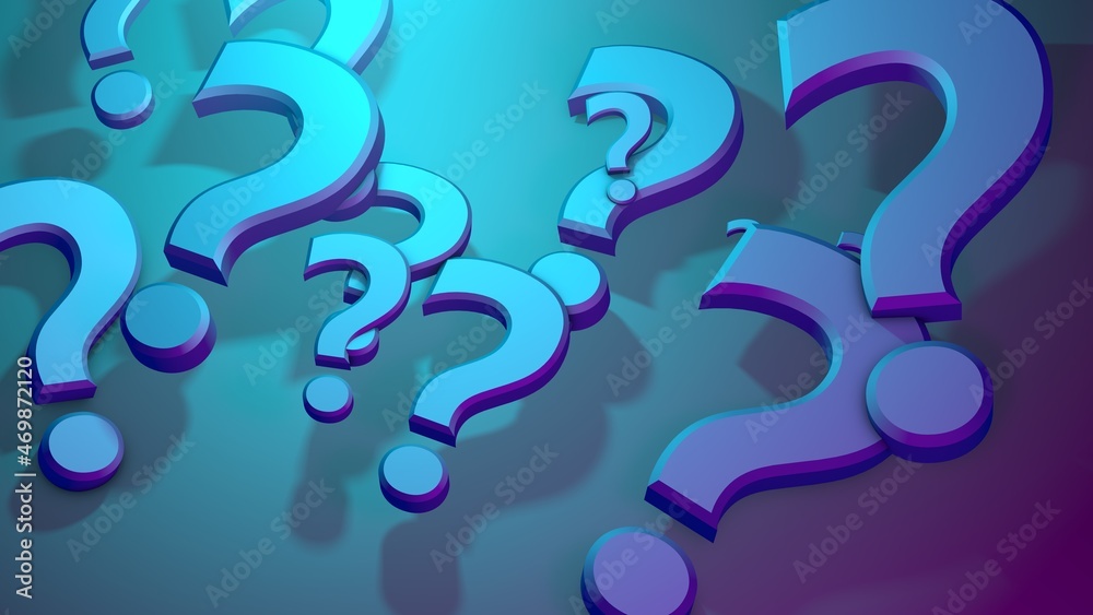 Blue colored question marks. 3D rendering Stock Illustration | Adobe Stock