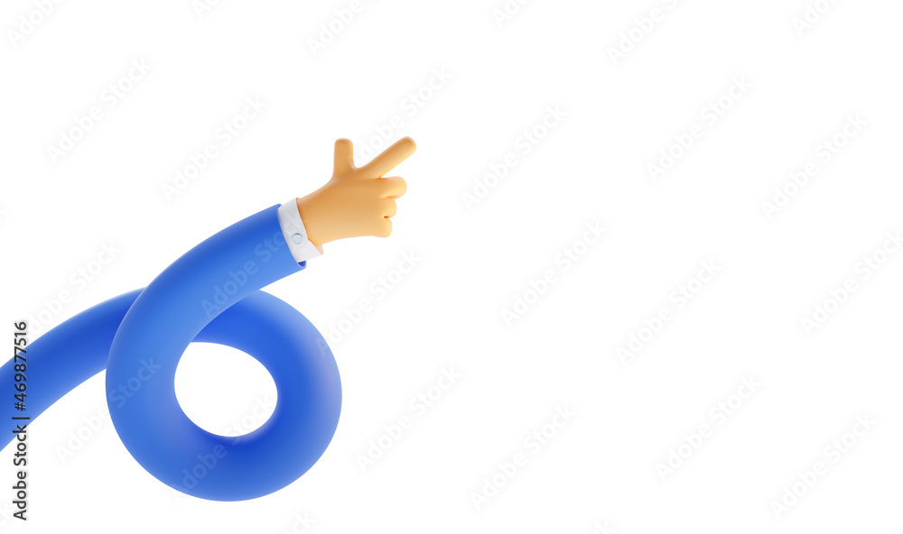 Cartoon funny spiral hand with index finger, shows direction, points ...