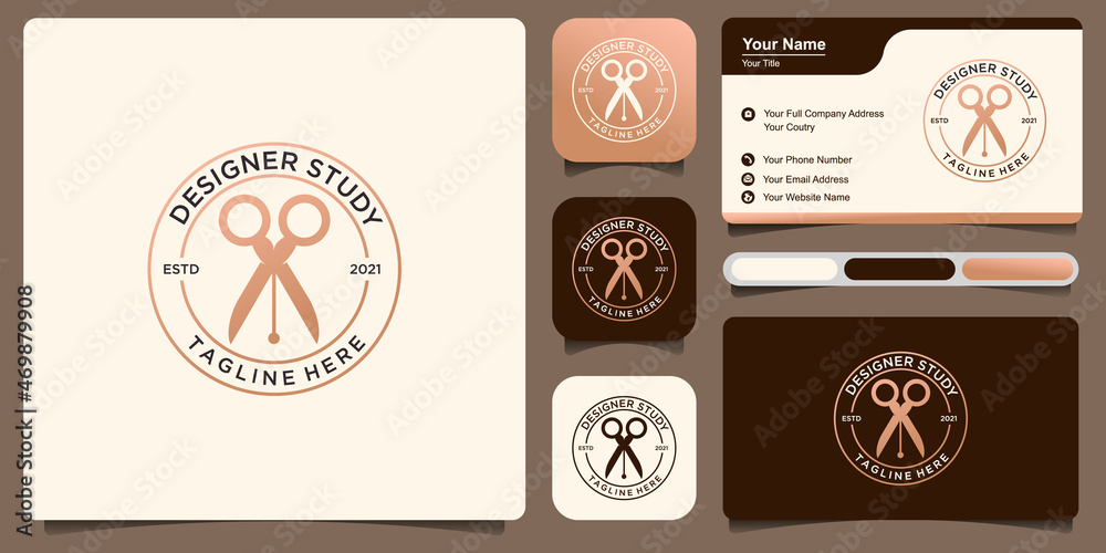 logo designer study , with combination pen and scissor logo design ...