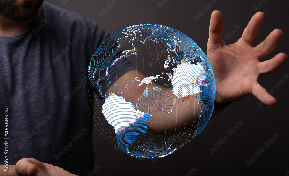 Global telecommunication network around the World with connections ...