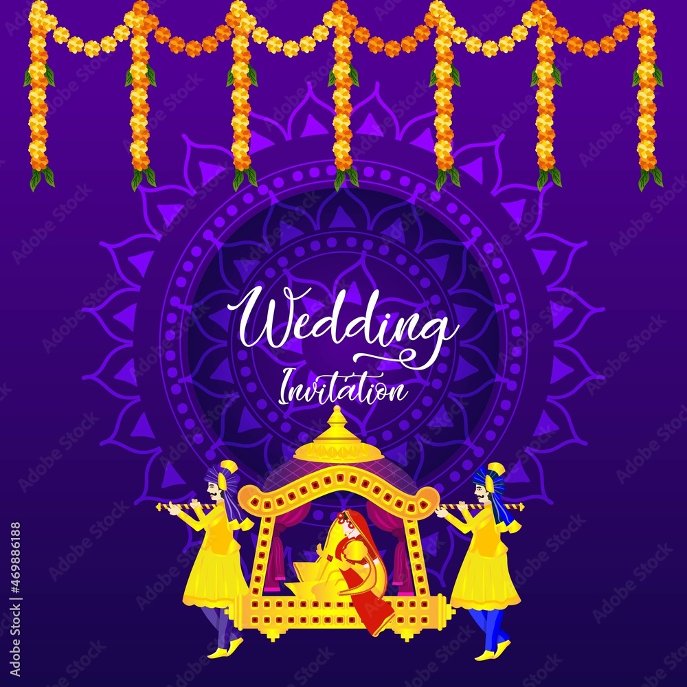 Indian wedding elements Vector Art, wedding Invitation Stock Vector ...