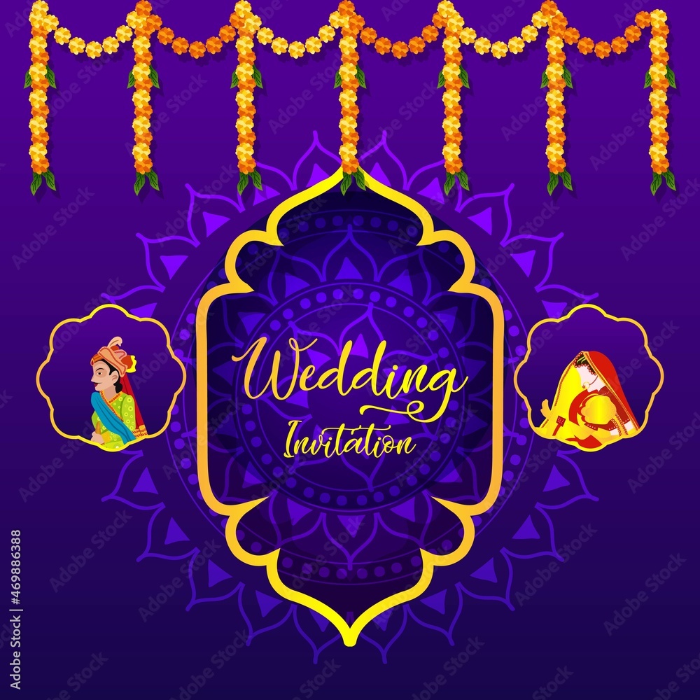 Indian wedding elements Vector Art, wedding Invitation Stock Vector ...