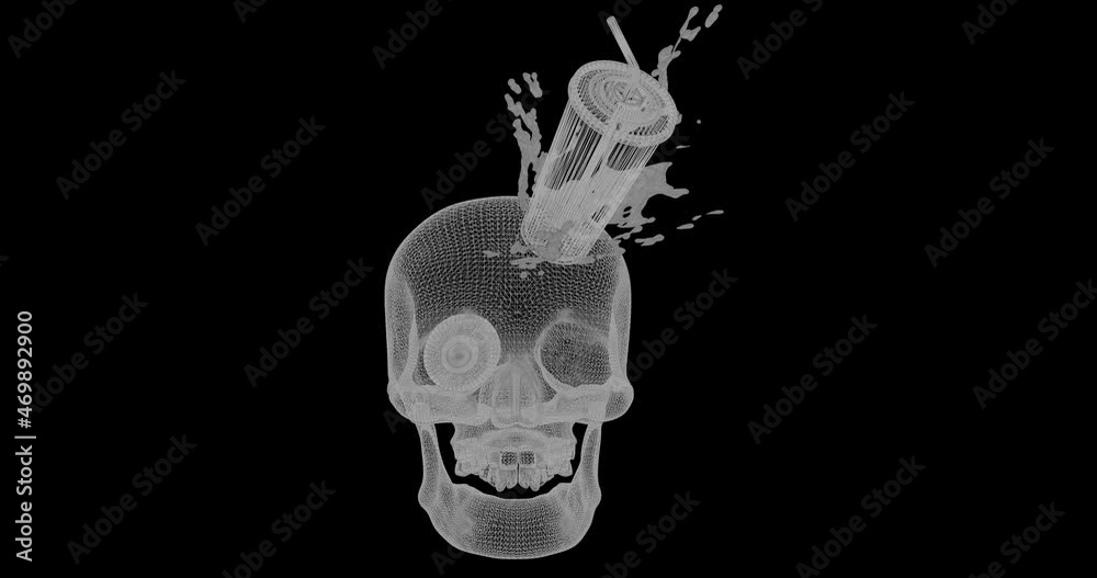 Vidéo Stock polygonal white animation of a 3d skull bypass of a site ...
