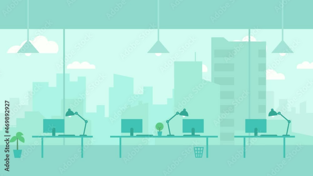 Office weekdays background. Looped video. View from the window to the ...