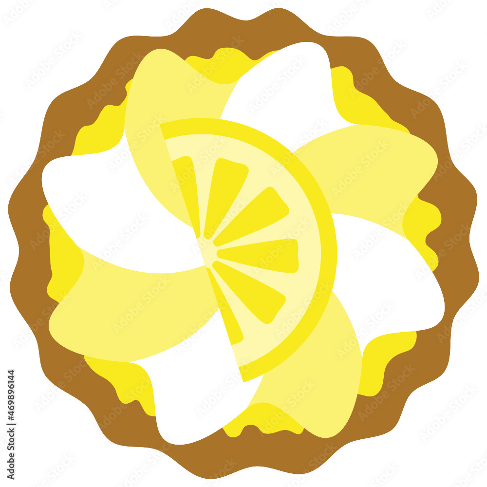 Simple cartoon SVG graphic illustration of yellow lemon meringue slice ...