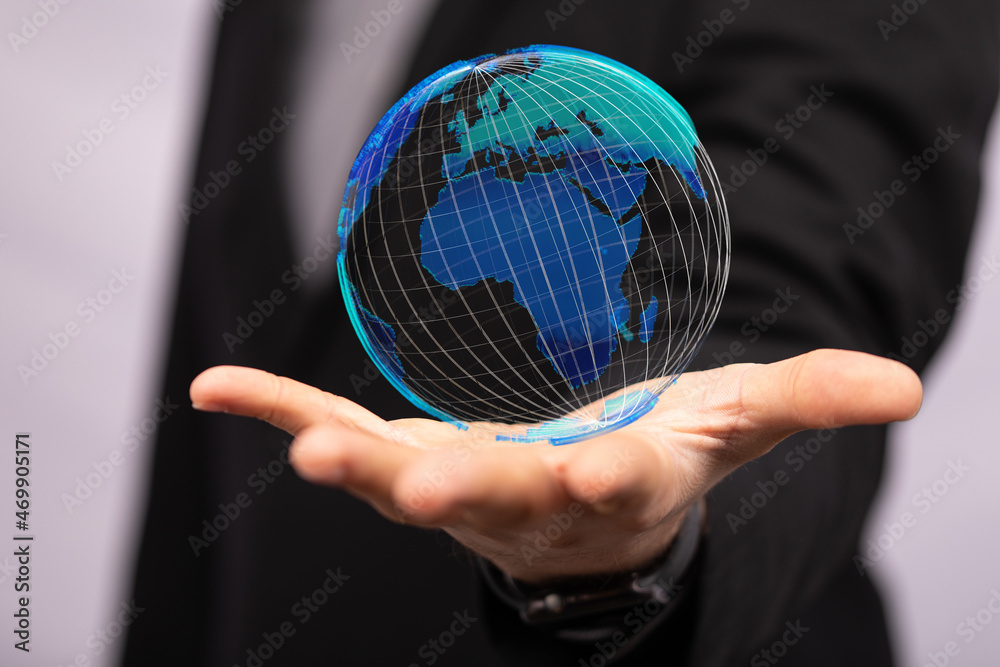 World map with satellite data connections. Connectivity across the ...