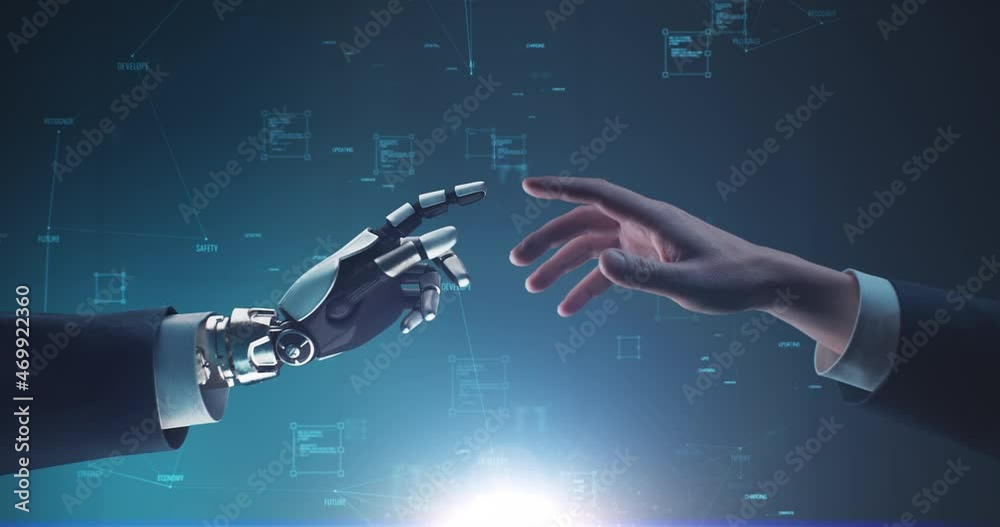 Human and robotic hands reaching to each other Stock Video | Adobe Stock