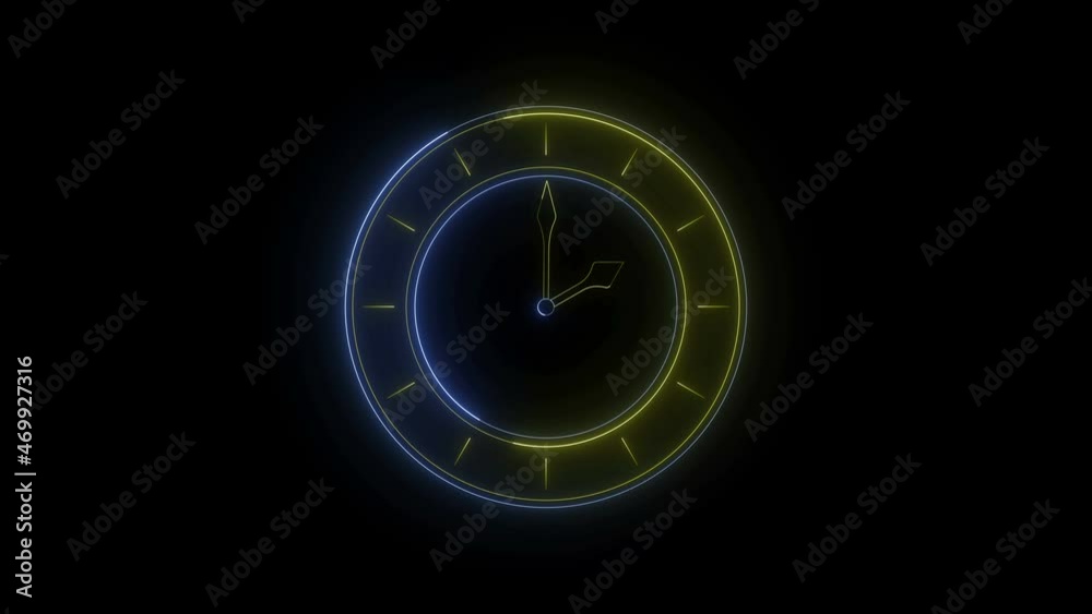 Neon Clocks Animation Background, Loop Stock Video | Adobe Stock