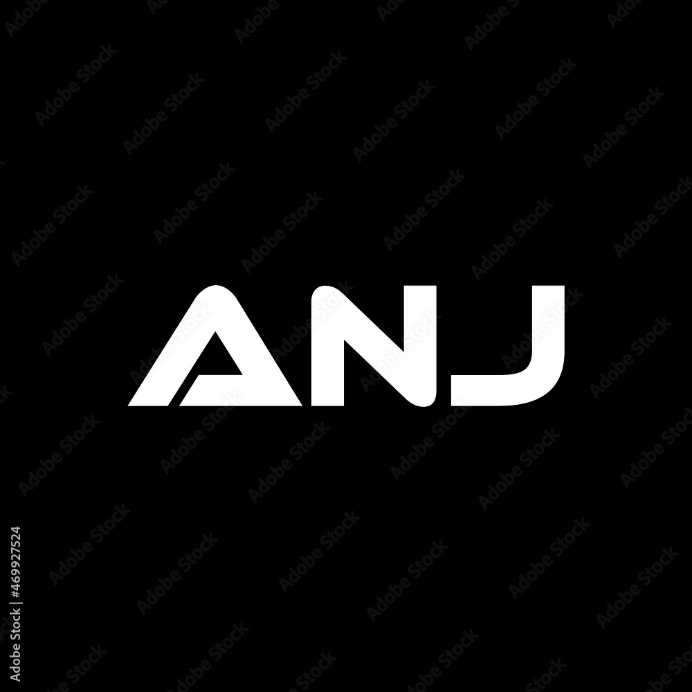 ANJ letter logo design with black background in illustrator, vector ...