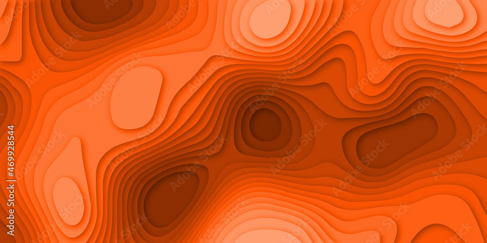 Papercut multi layers 3D orange color texture vector background ...