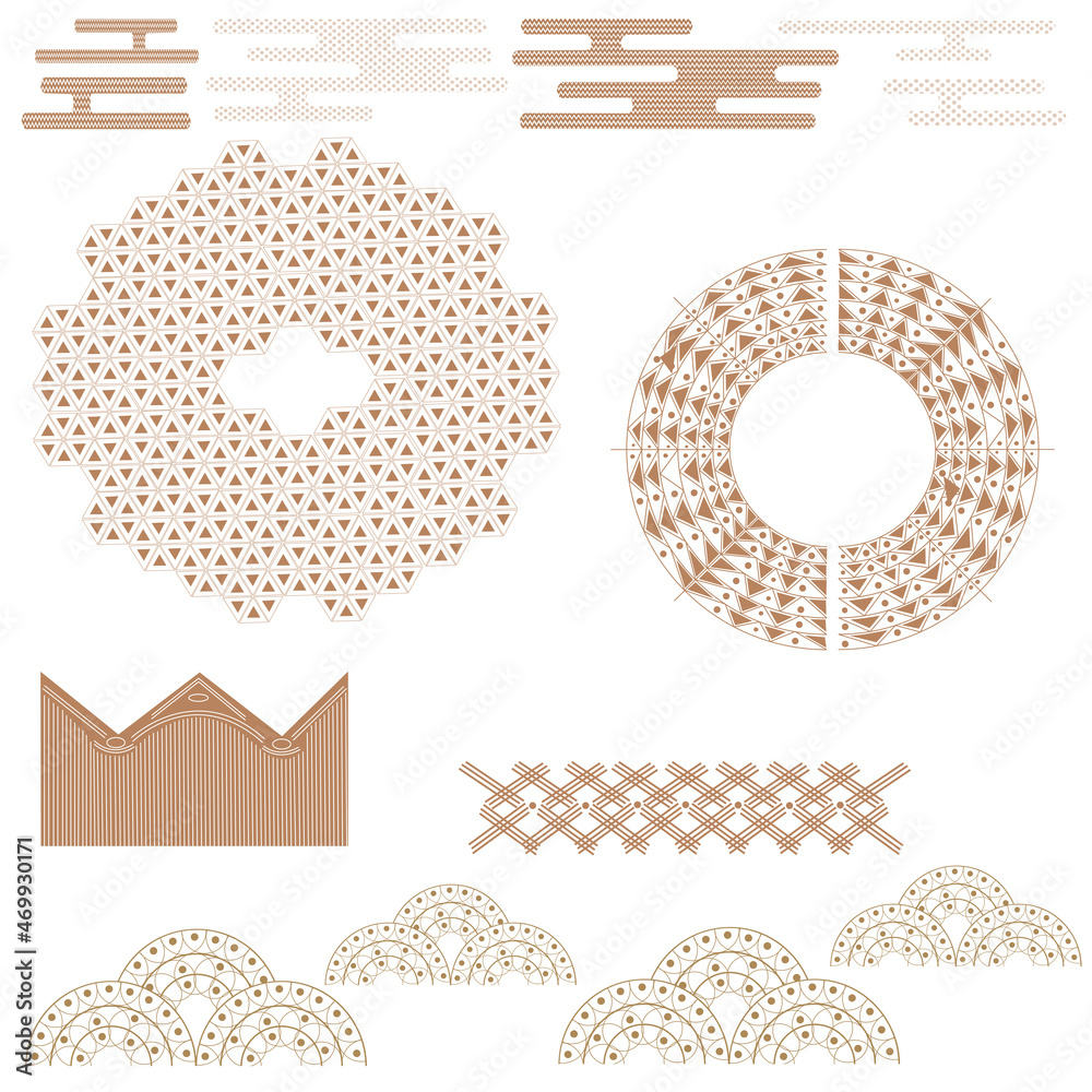 Japanese geometric traditional pattern set isolated on white background ...