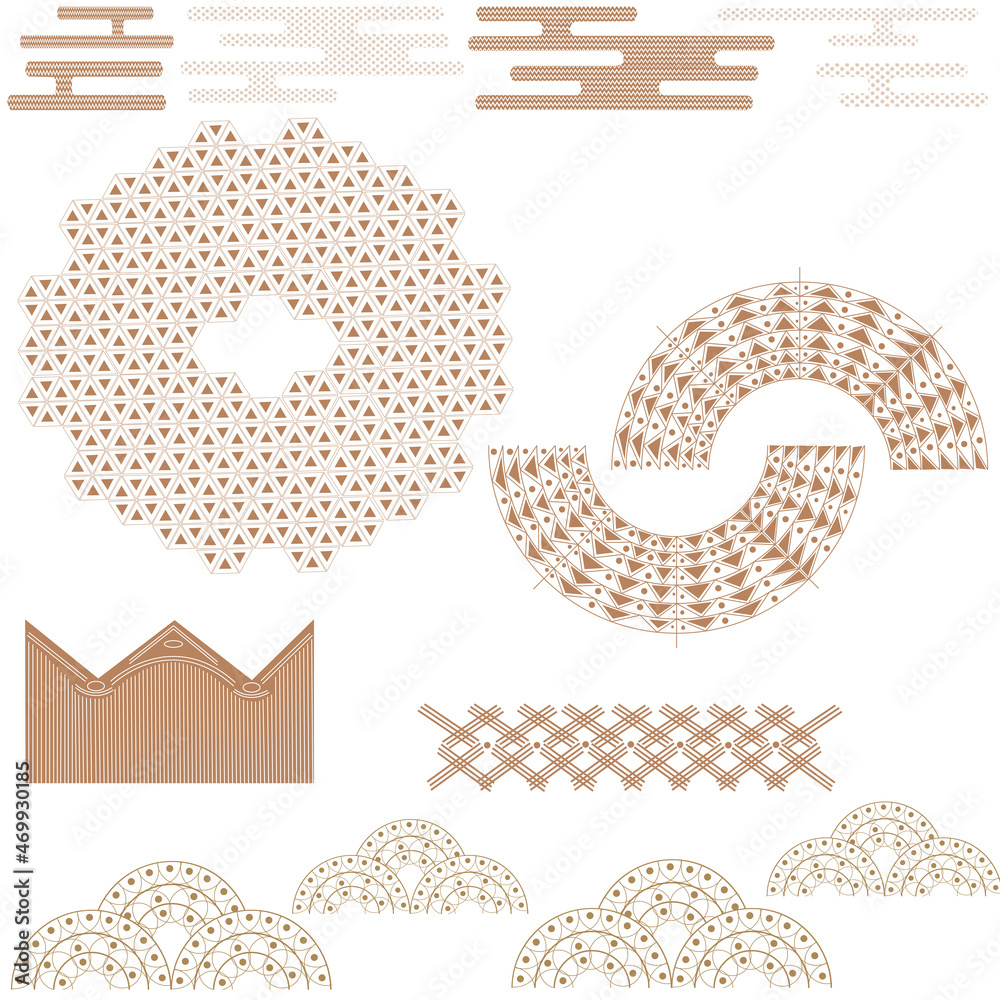Japanese geometric traditional pattern set isolated on white background ...