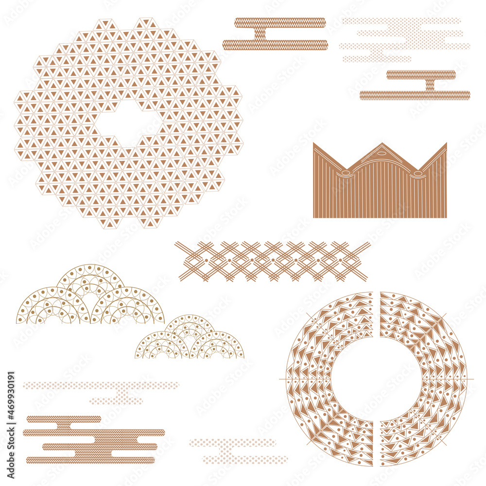 Japanese geometric traditional pattern set isolated on white background ...