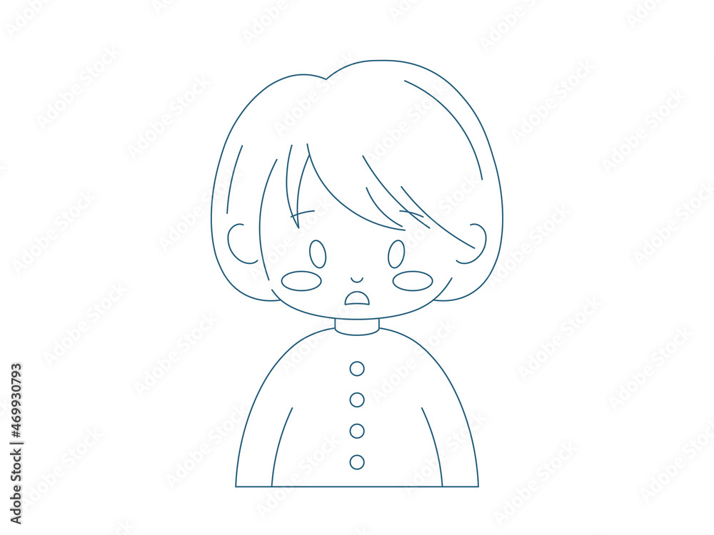 Outline embarrassed cute girl. Vector line art female character concept ...