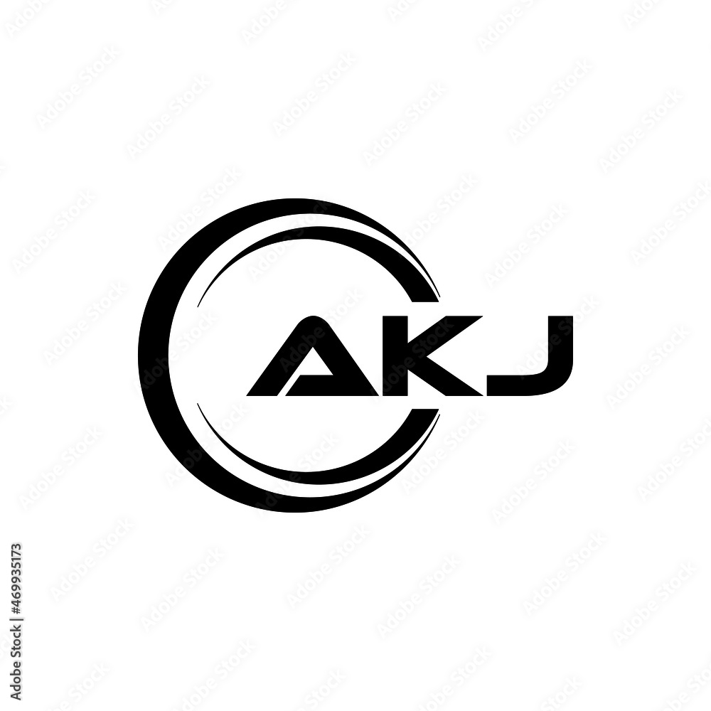 AKJ letter logo design with white background in illustrator, vector ...