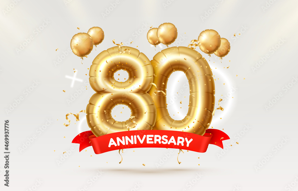 Fotografia 80 years anniversary of the person birthday balloons in the form of numbers of the year hobbitfoot Kup na Posters.pl