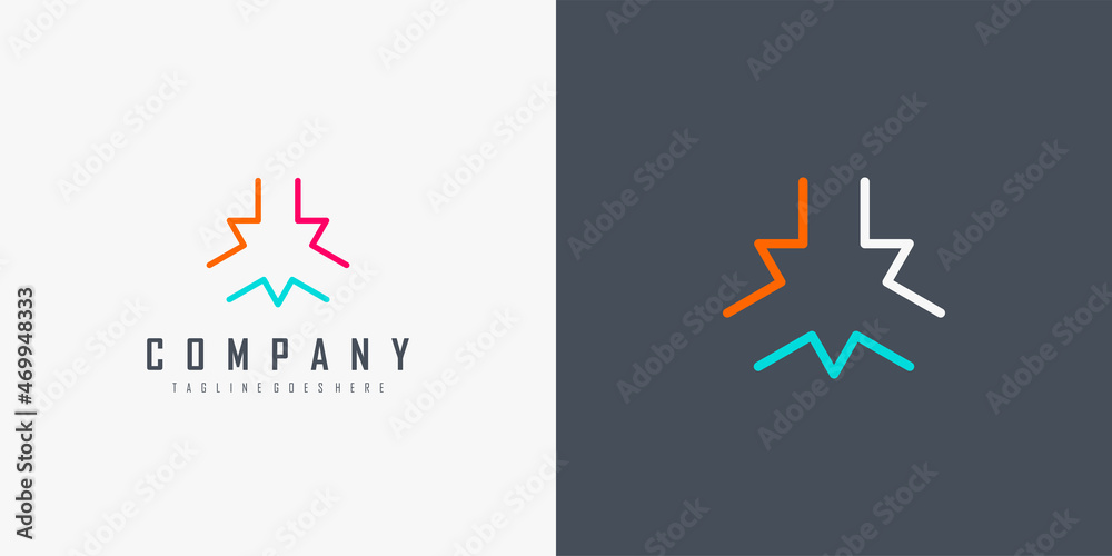 Triple Arrow Line Logo. Colorful Geometric Lines Head Arrows isolated ...