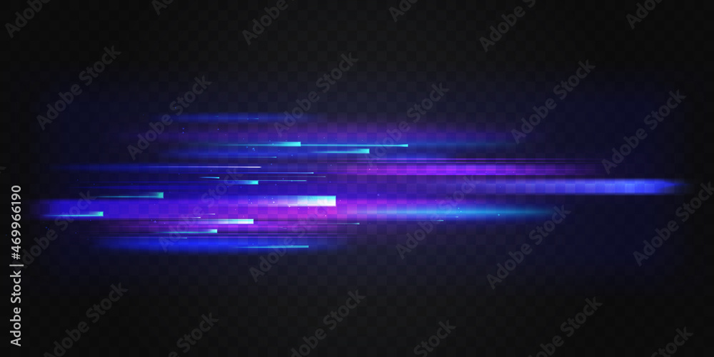 Neon blue light fast motion, speed lines movement abstract fusion ...