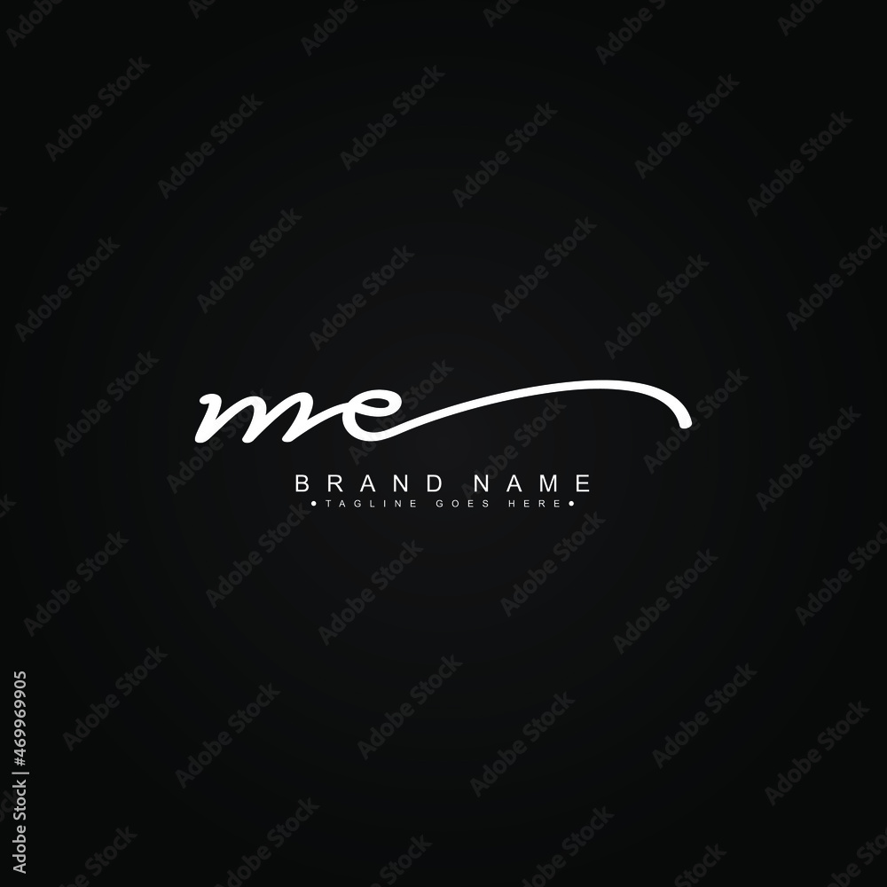Initial Letter ME Logo - Handwritten Signature Style Logo Stock Vector ...