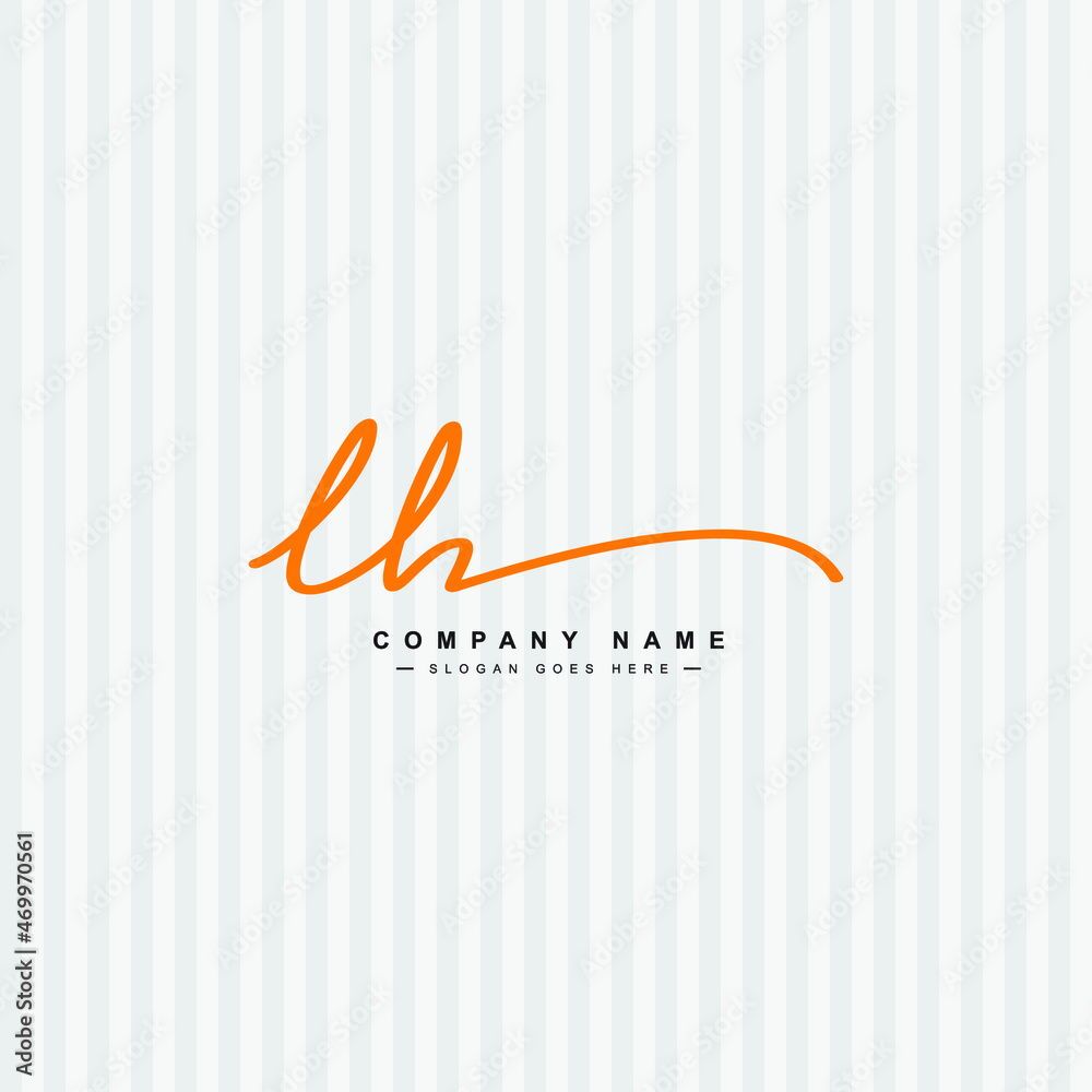 Initial Letter LH Logo - Hand Drawn Signature Logo Stock Vector | Adobe ...