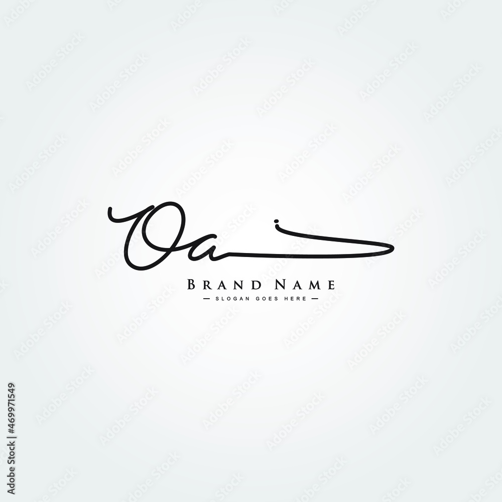 Initial Letter OA Logo - Handwritten Signature Style Logo Stock Vector ...