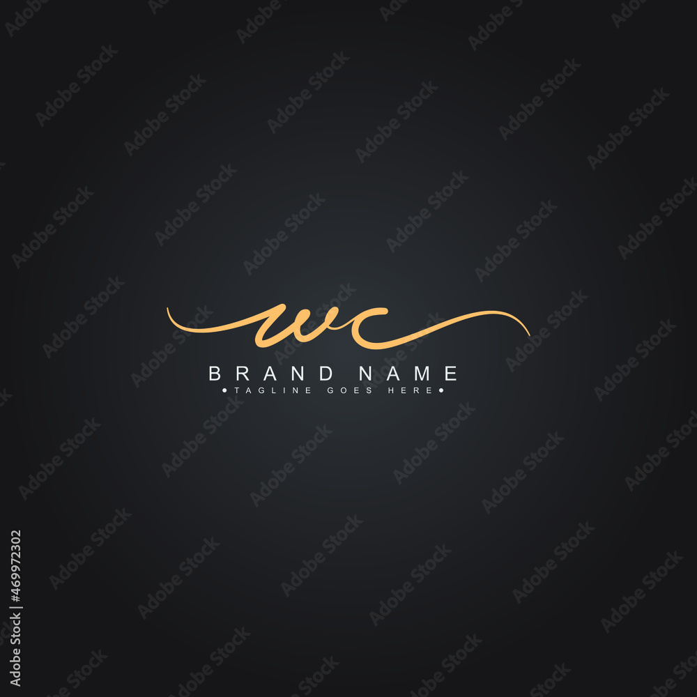 Initial Letter WC Logo - Hand Drawn Signature Style Logo Stock Vector ...