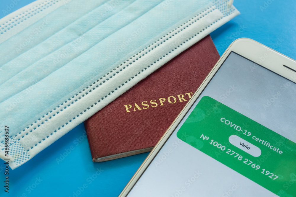 Close-up of a smartphone screen with a valid covid-19 digital ...