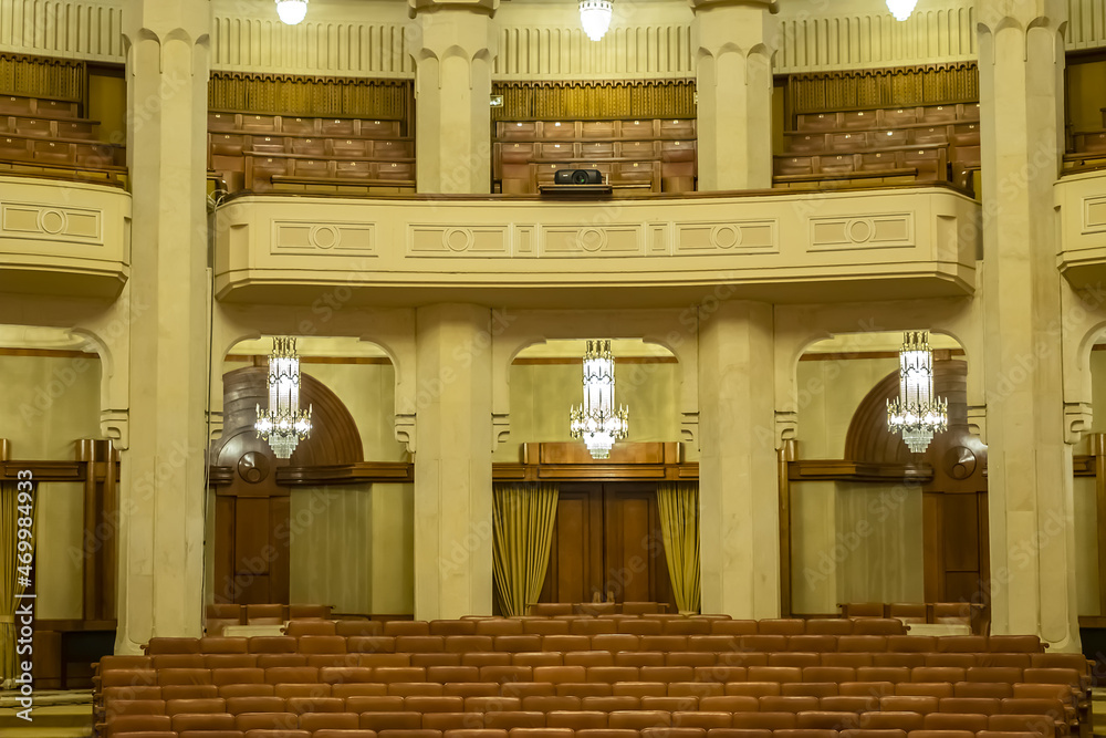 Interior of Palace of the Parliament (Palatul Parlamentului) building ...
