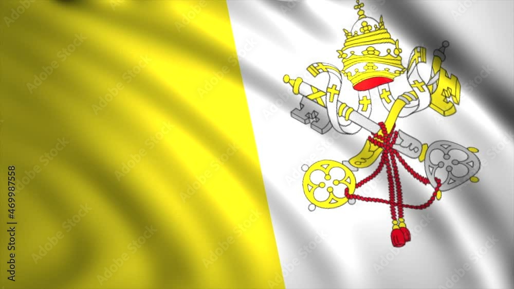 Vatican national flag, abstract fabric with ripples. Motion. White and ...
