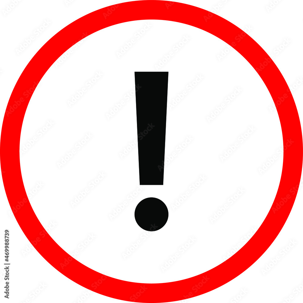 Warning sign, exclamation mark icon, danger attention sign, caution ...
